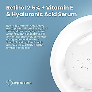 Retinol Serum for Face - Anti Aging Retinol with Hyaluronic Acid Face Serum for Acne Marks and Skin Texture Smoothing Fine Lines & Wrinkles - 2.5% Retinol Facial Serum for Day & Night - 2 Fl Oz