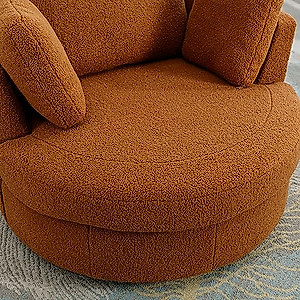360° Swivel Accent Barrel Chair with 3 Pillows Furniture Set,Upholstered Oversized Leisure Round Loveseat Recliner Cozy Club Sofa Chaise Lounge Circle Armchair for Living Room/Hotel/Nursery/Office