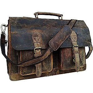 C CUERO 18 Inch Retro Brown Laptop Messenger Bag Office Briefcase Crossbody Travel Bag For Men And Women Bag Office Laptop Bag (retro briefcase)