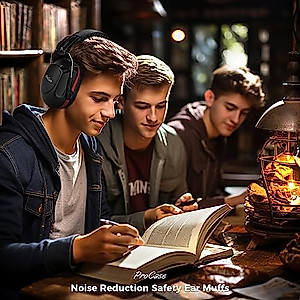 ProCase Noise Reduction Safety Ear Muffs, Hearing Protection Earmuffs, NRR 28dB Noise Sound Protection Headphones for Shooting Gun Range Mowing Construction Woodwork Adult Kids -Red