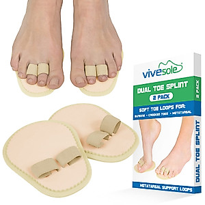ViveSole Budin Splint Toe Straightener (Pair) - Hammer Toe Corrector for Women, Men - Crooked Toe, Joint Realign Cushion Brace for Claw, Curled - Metatarsal Support Loop Guard Alignment Corrector Wrap