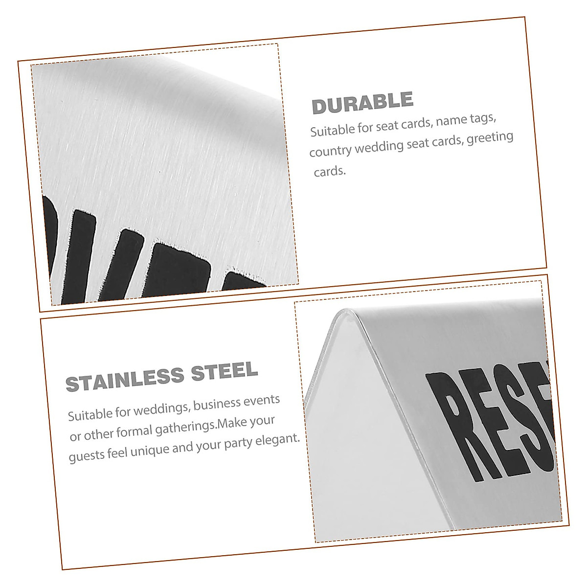 Zerodeko 4pcs Stainless Steel Plate Mini Beer Mugs Dollhouse Table Reserved Signs Metal Tabletop Restaurant Reserved Sign Chair Tent Reserved Signs for Layout Card Banquet Wedding