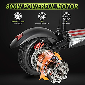 Bikydom Electric Scooter for Adult,800W 15AH Folding E Scooter Up to 28MPH & 28 Miles Travel Range,10'' Vacuum Tires Electric Scooter with Seat