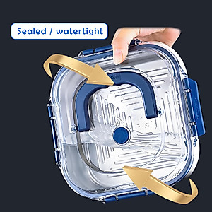 podafu stainless steel food containers with lids,Extra-thick type,HEAT-RESISTING,with 4 Locking Tabs, Microwave, Dishwasher, and Freezer Safe