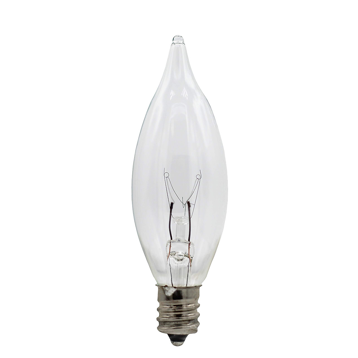 Creative Hobbies® Replacement Light Bulbs for Electric Candle Lamps, Flame Tip Bulbs for Window Candles, Chandeliers - 7 Watt - 120 Volt - E12 Candelabra- Pack of 12