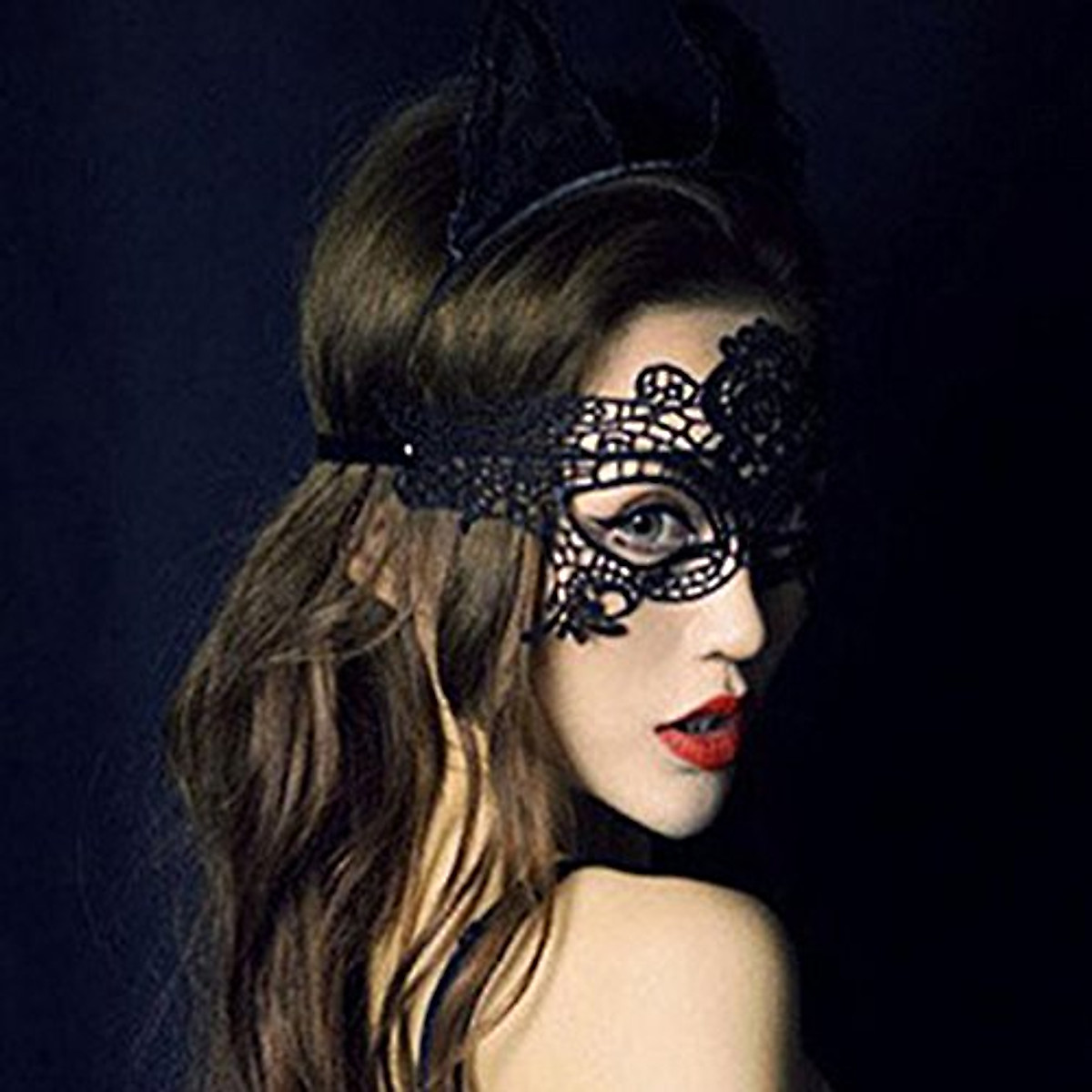 CNYMANY 15 Packs Women's Sexy Flexible Lace Masks Eye-mask for Ball Party Venetian Masquerade Costume - Black