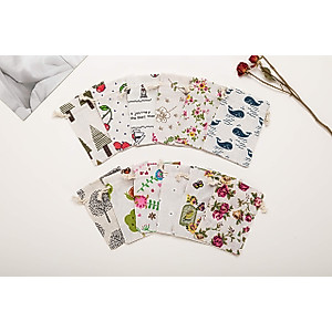 KAOYOO 50PCS 2.8X3.5 Inches Flower Drawstring Burlap Gift Bags,Gift Pouch for Jewelry Coin Candy DIY Craft Wedding Party Christmas New Year's Day