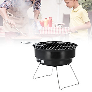 Mokernali Round Barbecue Grill, Portable Mini BBQ Grill Iron Charcoal Grill for Outdoor Cooking BBQ Camping Grill Coal Kettle Grill