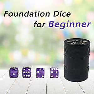 Graduation Gift Dice Stacking Cup Set with 4 Pcs 19mm and 5 Pcs 18mm Standard 6 Sided Dices Straight Dice Cup with Storage Bag Dice Cup Shaker with Magic Tricks Instruction Black