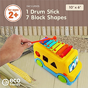 Boley Activity Learning Toy for Toddlers - RooCrew Xylophone School Bus - Activity Learning Center for Shapes, Colors and Music - Interactive Toy for Toddlers - Ages 2 and Up