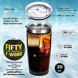 PAPAMOONA 50th Birthday Gifts For Men Funny, Great Gifts For Women Turning 50, Gifts For Women Turning 50, Gifts For Turning 50 Men, 50 Year Old Gifts, 1973 Birthday Wine/Coffee Tumbler Gift Ideas