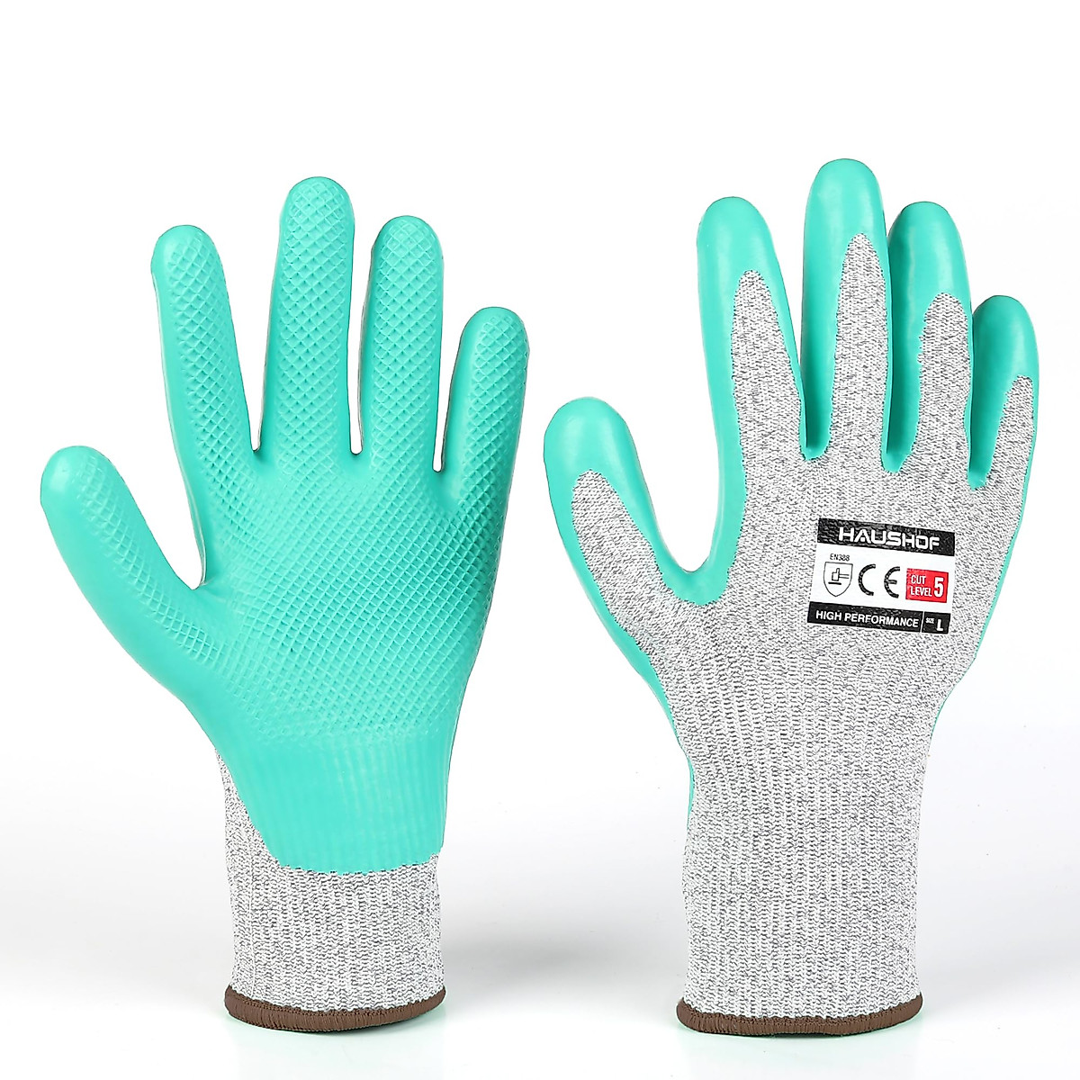 HAUSHOF Gardening Gloves Thorn Proof 3-Pairs Work Gloves, Breathable Garden Gloves Latex Coated with Texture for Women and Men Yard Work, Large Size