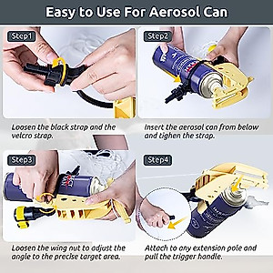 Spray Can Extension Pole Adaptor, Sprayer Adaptor for Aerosol Can and Powder Duster, Adjustable Angle, Perfect for Wasp & Hornet Spray, Dusting Carpenter Bees or Dusting Gardens, Fruit Trees.