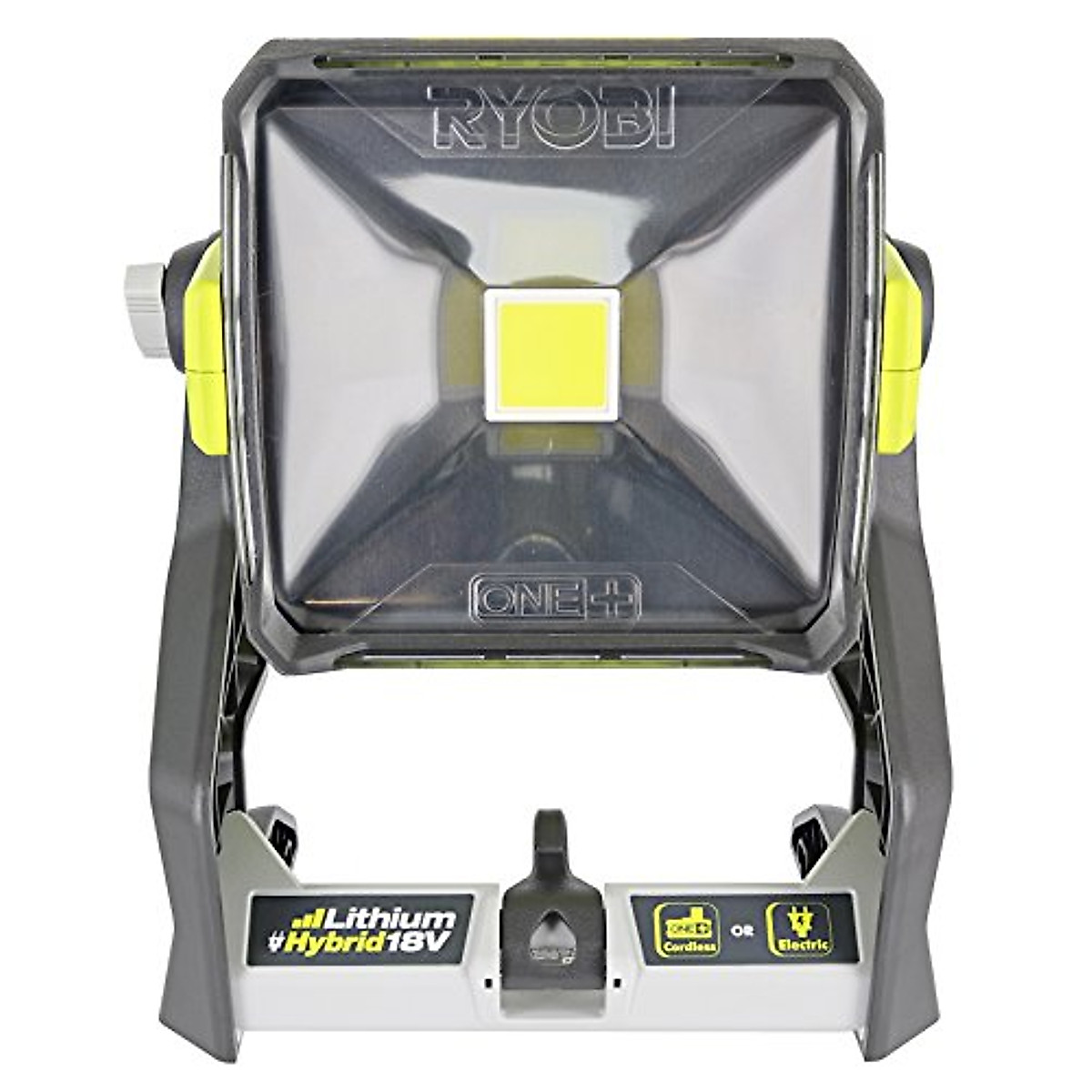 Ryobi P721 One+ 1,800 Lumen 18V Hybrid AC and Lithium Ion Powered Flat Standing LED Work Light with Onboard Mounting Options (Battery and Extension Cord Not Included, Light Only)