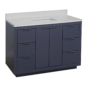 Stockholm 48-inch Bathroom Vanity (Engineered Marble/Marine Gray): Includes Marine Gray Cabinet with Engineered Marble Countertop and White Ceramic Sink