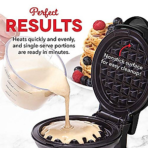 Dash DMS001RD Mini Maker Electric Round Griddle + Included Recipe Book, Red & DMW001BK Machine for Individual, Paninis, Hash Browns, & other Mini waffle maker, 4 inch, Black