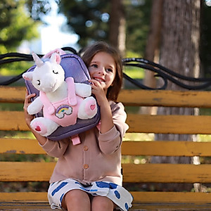 Kozely Toddler Backpack for Girls, Unicorn Plush Backpack Small Mini Backpack for Kids Pink and Purple for School Christmas Birthday Gifts