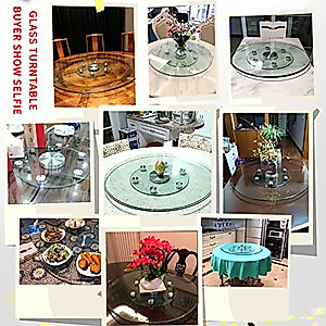 WYZCHDM Tempered Glass Turntable Lazy Susan Swivel Round Tabletop Rotating Serving Tray, with Silent Smooth Aluminum Alloy Bearing, for Family Dinners and Banquets Rotating Serving Plate-50cm
