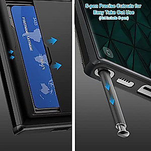 Compatible with Samsung Galaxy S23 Ultra Case Wallet with Card Holders Slide Slot Shockproof Slim Hard PC Case Heavy Duty Protective Cover for Samsung Galaxy S23 Ultra for Women & Men (Black)