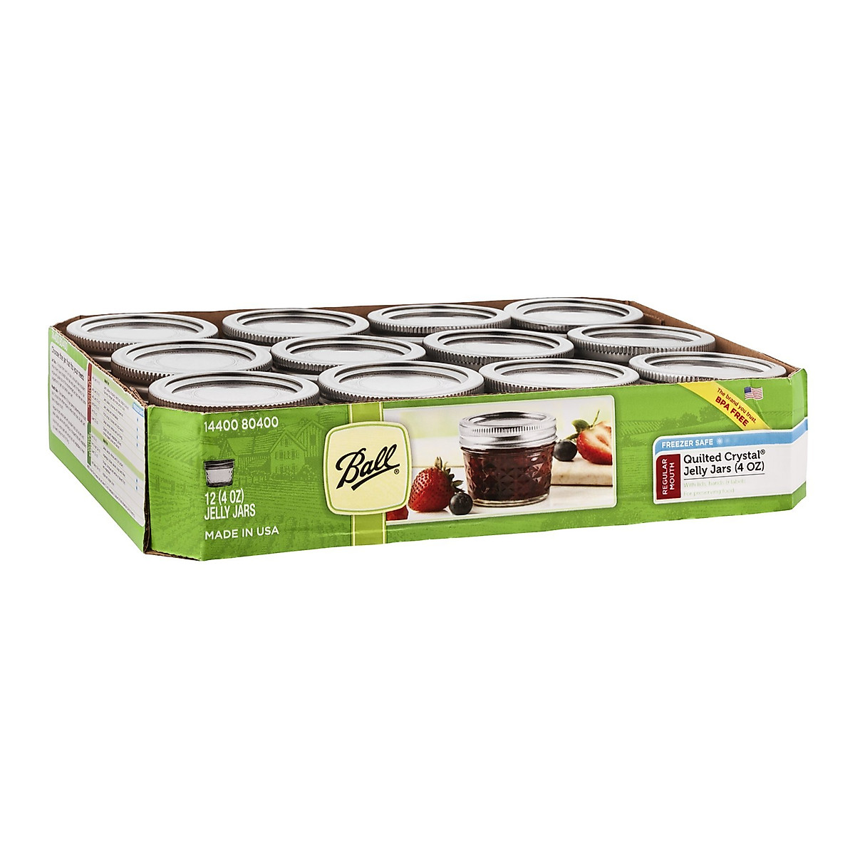 Ball Mason 4oz Quilted Jelly Jars with Lids and Bands, Set of 12