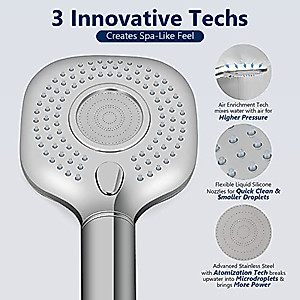 Filtered Shower Head with Handheld, High Pressure Shower Head with Filter For Hard Water, Upgraded KDF Filter Water Softener Showerhead with Hose & Adjustable Bracket, Detachable Shower Head - KOSNEW
