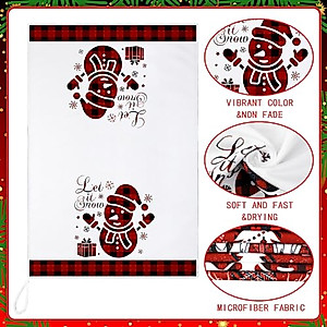 Sratte 6 Pcs Christmas Kitchen Towels Buffalo Check Plaid Dish Towels Winter Truck Hand Towels Farmhouse Tea Towels Housewarming Gifts Christmas Decoration for Kitchen Holiday Xmas (Red, Black)