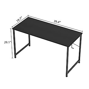 Flrrtenv 39 Inch Computer Desk, Home Office Desk, Small Writing Desk, Wood PC Desk, Modern Simple Study Desk, Black