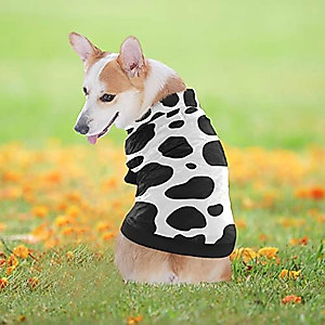 Kigai Cow Print Dog Coat Fleece Warm Windproof Pet Clothes for Snow Cold Weather, Soft Cozy Breathable Dog Winter Jacket for Small Medium Large Dogs with Leash Hole Pet Coat(XXS - XL)