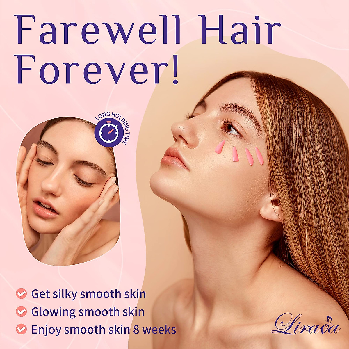 Lirava Hard Wax Beads for Hair Removal 2.5lb, Brazilian Wax beans (Coarse Body Hair Specific) for Full body, Bikini, Underarms, Back, Chest, At Home Waxing Beads Large Refill for Women Men