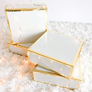 Bridesmaid Proposal Box with Gold Edge | Set of 3 Empty Boxes | DIY Will You Be My Bridesmaid Gift Box Large White and Gold