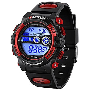 CKV Kids Digital Watch Boys Watches Ages 5-18, Waterproof Multifunctional Sport Watches with 7 LED Backlight Alarm Calendar Timer for Boys