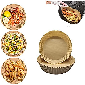 Disposable Air Fryer Liners 100 Piece 6.3in Biodegradable High Temperature Resistant Liners Brown, 6.3 in