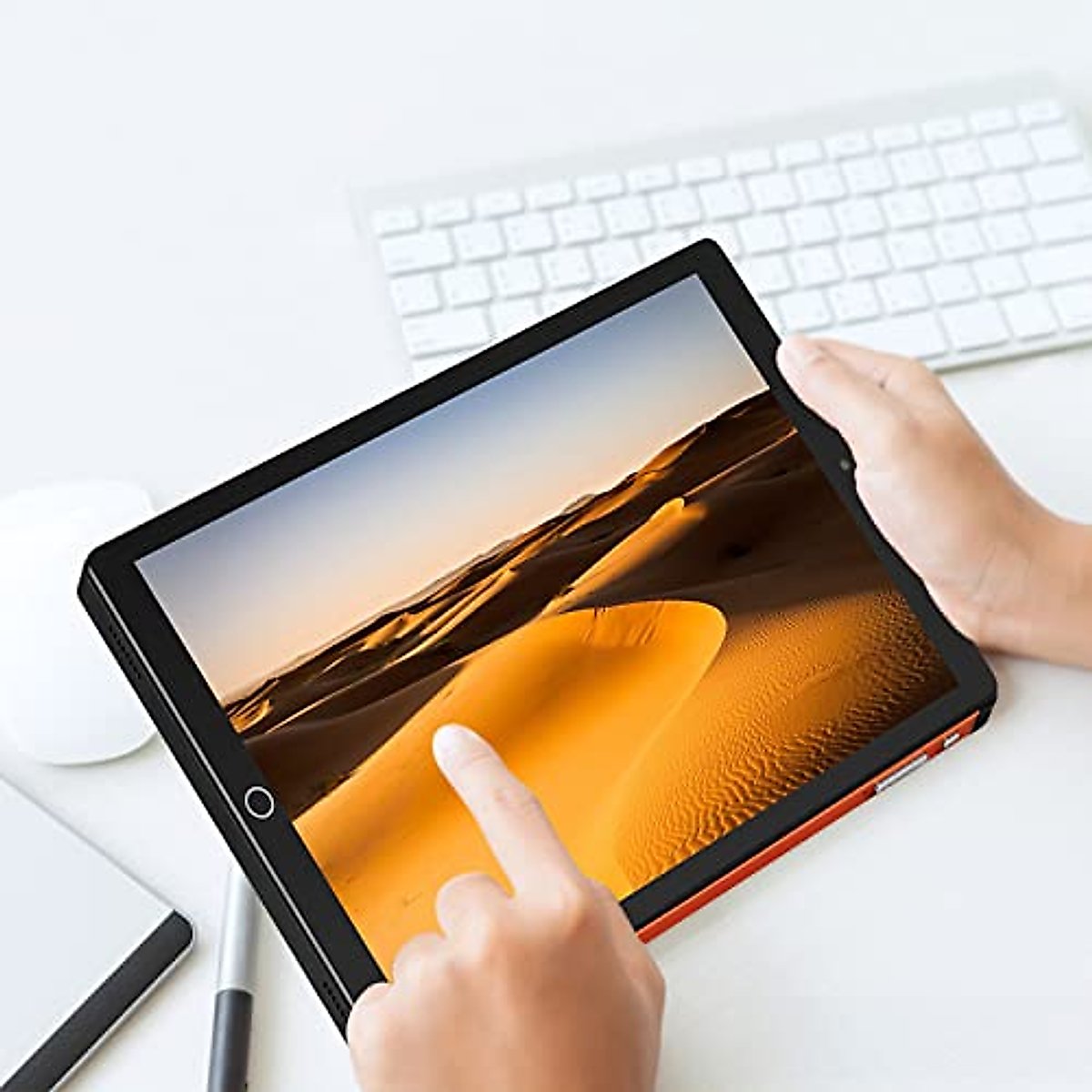 10.1 Inch Four Camera Hd Tablet 1gb+16gb WiFi Bluetooth Android Voice Call Game Learn Online Tablet Supports Sim Communication Function, Front and Rear Dual Cameras 1Pcs (Orange)
