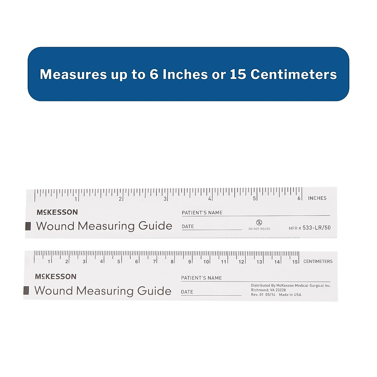 McKesson Wound Measuring Guide Ruler, Non-Sterile, Paper, 6 in, 50 count, 12 Packs, 600 Total