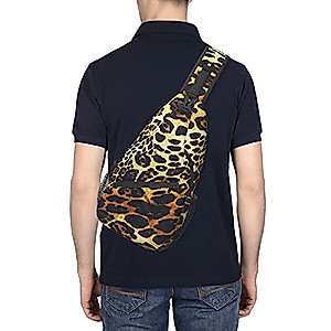 BLUBLU Large Capacity Sling Bag, Adjustable and Reversible Shoulder Strap Backpack Travel Crossbody Daypack - Leopard Print