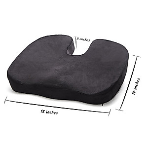 JUWENIN,Coccyx Orthopedic Comfy Pro Memory Foam Seat Cushion for for Home Office Desk Chairs, Auto Seats, Sports Stadium Seats (Black)