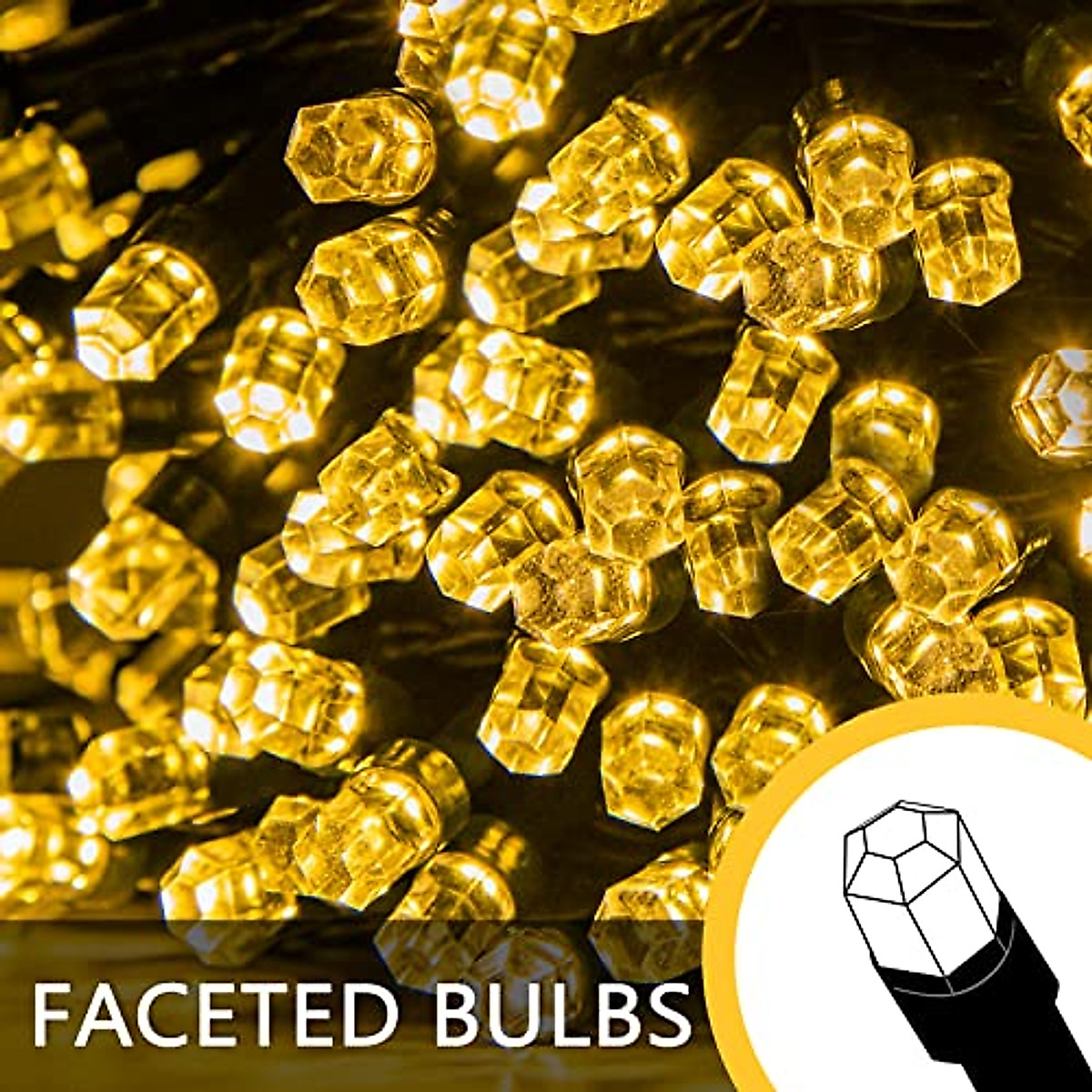 PABIPABI Christmas Tree Lights Warm White, 2 Pack 200 Led Outdoor Christmas Lights for House, 66ft Waterproof Christmas String Lights Plug in with 8 Modes for Bedroom Indoor & Outdoor Decor(2 Pack)