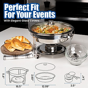 EHOMEA2Z Round Chafing Dish 5 QT Buffet Servers and Warmers, Chaffing Servers with Covers, Catering, Chafer, Folding Stand, Food Warmer for Parties Buffets (1,5 Quart)