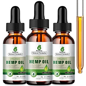 (3 Pack) Hemp Oil Organic Premium - 2,800,000 Maximum Strength - 100% Natural Hemp Drops Tincture - Hemp Oils with Vegan, Non-GMO, Grown and Made in USA