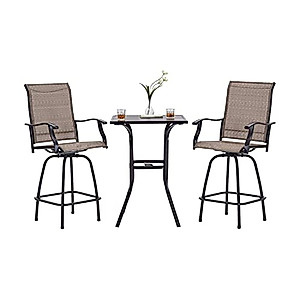 Outdoor Bar Stool Bistro Set, 3-Piece Patio Furniture Set, Patio Bistro Table and Bar Chairs