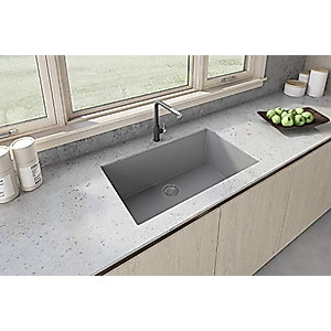 Ruvati 30 x 17 inch Granite Composite Undermount Single Bowl Kitchen Sink - Silver Gray - RVG2030GR