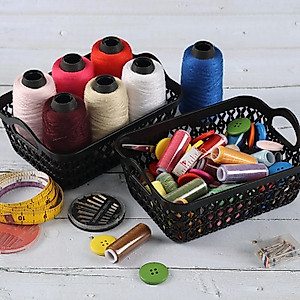 Julyeen 12 Packs Desktop Storage Basket Tray, Plastic Small Shallow Tray Set, Black