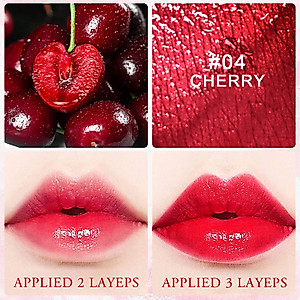 4 Colors Lip Tint Stain Set, Watery Lip Tint Mini Liquid Matte Lipstick, Lip Stain Long Lasting Waterproof, Korean Lip Gloss Moisturizing Natural, Multi-Use Lip and Cheek Tint, Lightweight Non-sticky