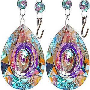 LITIALLY 2PCS 3.5 Inch / 89mm Colorful Sun Catcher Rainbow Maker, Hanging Crystal Suncatcher, for Window Home Garden Christmas Day Party Wedding Décor. Sun Catchers Gifts for Kids,Mom.