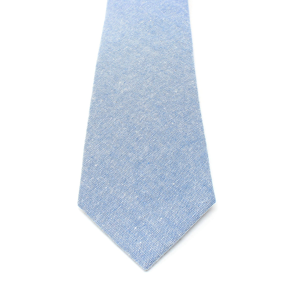 Proper Materials Men's Chambray Cotton Skinny Necktie Tie - Light Blue
