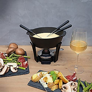 Boska Cheese Fondue Party Set - Black Cast Iron Fondue Pot for Cheese, Meat, and Chocolate - Suitable for Every Stove - Wedding Registry Items for up to 4 Persons