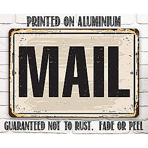 Mail Metal Sign - Great Home and Post Office Decor, Mail Delivery Sign and Mail Collection Box Decoration, Classic Gift for Mail Man, 8x12 Use Indoors/Outdoors Durable Vintage Metal Sign