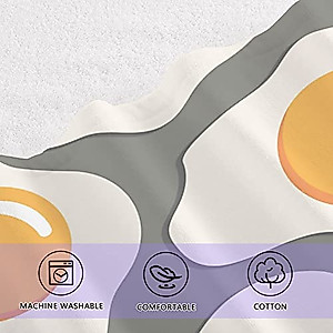 JIPONI Cute Fried Eggs Cotton Towel Set of 2, 1 Bath Towel 1 Washcloth Soft and Highly Absorbent Towels for Bathroom Hotel Spa Gym Decor