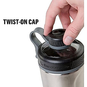 BlenderBottle Radian Shaker Cup Insulated Stainless Steel Water Bottle with Wire Whisk, 26-Ounce, Matte Rose Pink