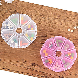 LEFV™ Storage Box Round 8 Compartments Beads Pearls Jewelry Accessories Organizer Pill Case Classified Container, Pack of 2, Random Color